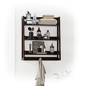 UTEX Bathroom Wall Shelf, 3 Tier Wall Mount Floating Shelves, Over Toilet Storage Shelf Organizer, Espresso