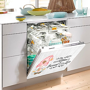 Coffee Gnome Wood Texture Dishwasher Magnet Cover Our Kitchen Seasoned with Love Magnetic Sticker Dish Washer Door Panel Cover Fridge Appliance Magnet Decal Sheet Kitchen Decor 23x26 inch