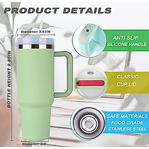 40oz Tumbler with Handle and Straw Lid,Stainless Steel Travel Mug Water Bottle Cup,Reusable Insulated Vacuum Cup (QL-Green)