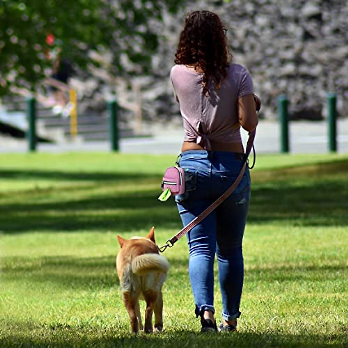 SUNNQ Dog Poop Bag Holder for Leashes, Dog Poop Bag Dispenser with Clip for Leash and Belt, Dog Treat Pouch for Training, Dog Waste Bag Holders for Walking Hiking Running Travel(Purple)