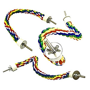 SUGN Birds Cage Accessories Pet Colorful Perches Bird Toys Cotton Rope Parrot Playstand(80cm)