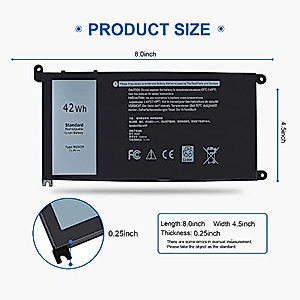 42WH WDX0R Battery for Dell Inspiron 15 5000 7000 5578 5565 5567 5568 5570 7579 7569 13 5378 5368 7375 7368 7378 17 5765 5767 5770 Latitude 3480 3580 3490 3590 Repalcement for P69G 3CRH3 CYMGM 11.4V