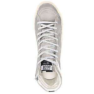 Golden Goose Slide Waxed Suede Upper Leather Star and List Laminated Wave Mens Sneakers-44 Grey