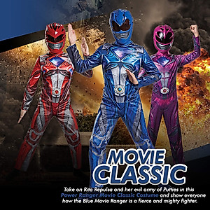 Disguise Blue Power Rangers Costume for Kids. Official Licensed Blue Ranger Classic Movie Power Ranger Suit with Mask for Boys & Girls