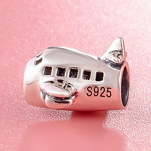 Airplane Aircraft Charms fit Pandora Travel Bracelet, 925 Sterling Silver Passenger Flights Plane Beads, Gifts for Souvenir/Christmas/Mothers Day/Birthday/Holiday
