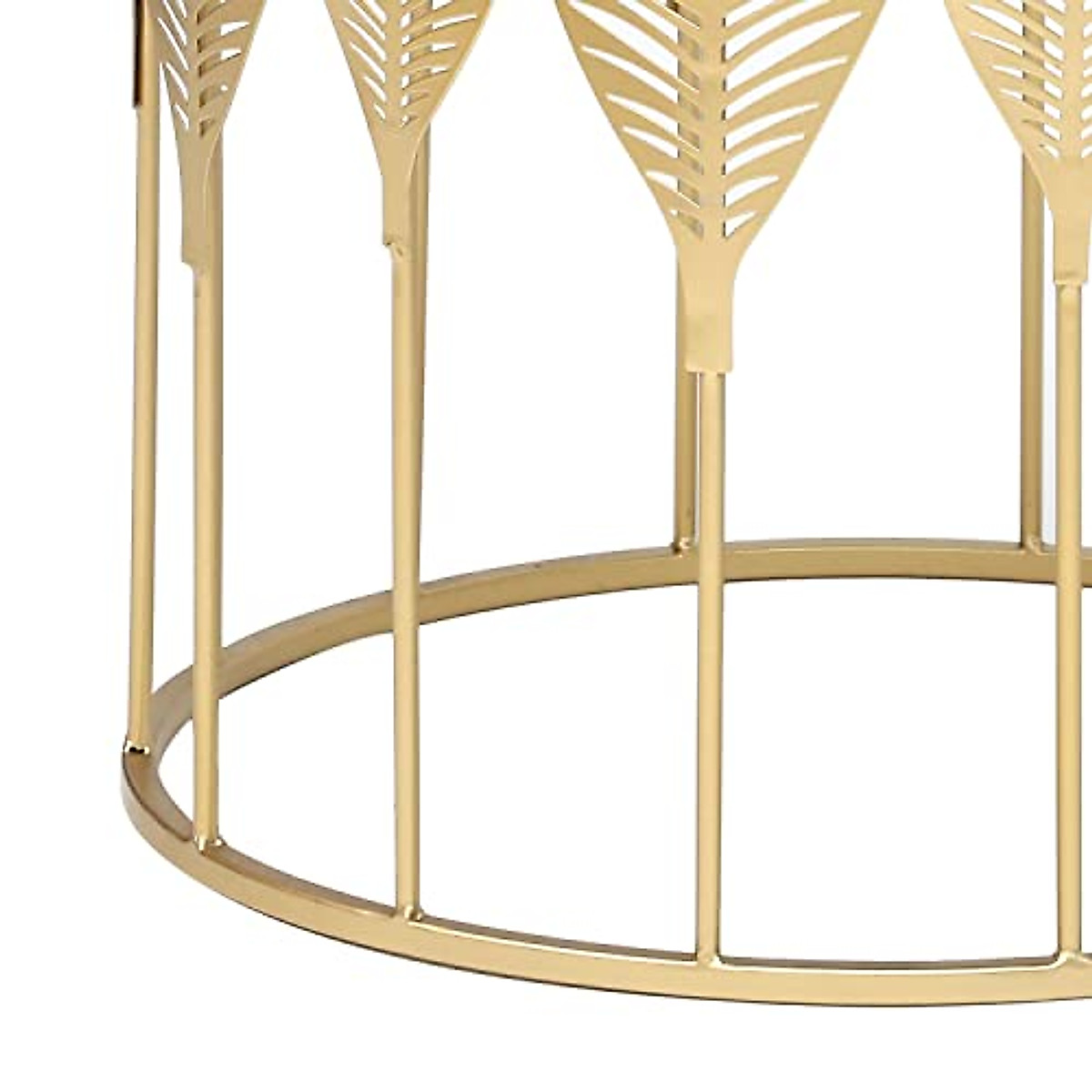 Adeco Set of 2 Side, Decorative Round Metal Accent End Nightstands, Coffee Plant Stand for Living Room Bedroom Nesting Tables, Gold Leaf