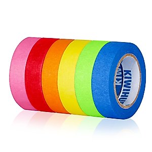 KIWIHUB Colored Masking Tape,Colored Painters Tape,6-Pack,0.6" x13Yard Kids Craft Supplies Colored Tape,Craft Tape,Labeling Tape,for DIY Decorative,Art Supplies,Office or Teaching Supplies