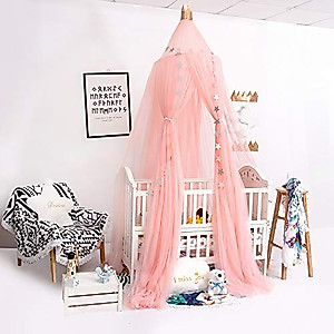 VERNASSA Canopy for Kids Bed, Bed Canopy, Xmas Gifts Princess Mosquito Netting Dome for Baby Crib Nook Castle Game Tent Nursery Play Room Christmas Decor (Pink)