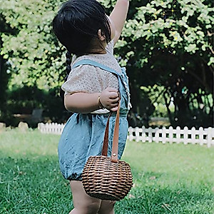 Homeriy Durable and Portable Rattan Basket Outdoor Hanging Basket for Girl Rattan Handwoven Basket with Handle for Candy Fruit Home Garden Decor Photography, 1993544/120006AM47USMNH