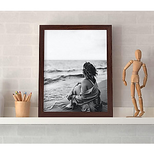 Frametory, 11x14 Picture Frame - Made to Display Pictures 8x10 with Mat or 11x14 Without Mat - Wide Molding - Pre-Installed Wall Mounting Hardware (Brown, 2 Pack)