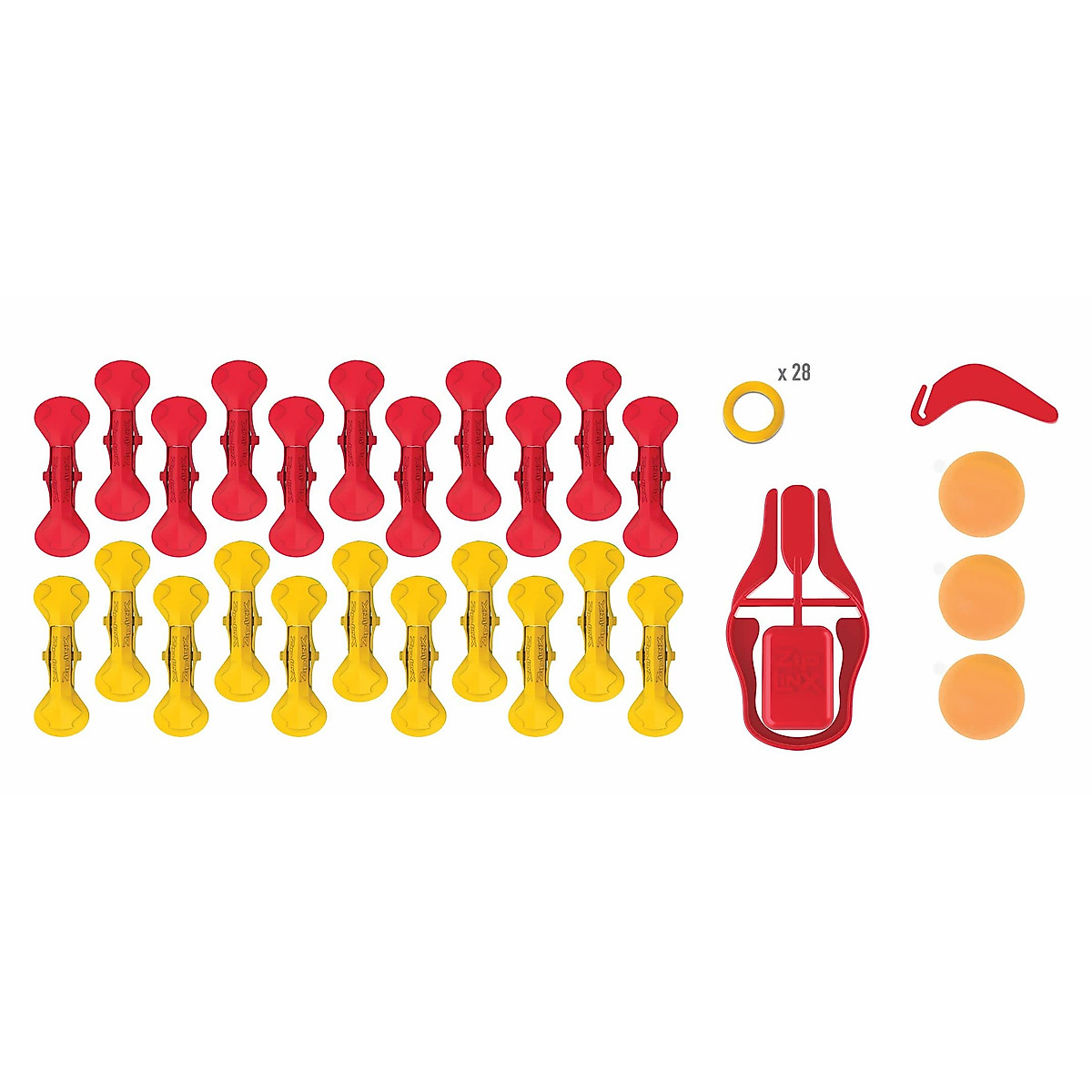 Zip Linx Jumping Domino Action - Hi-Fly Set | Chain Reaction Game - Create Unlimited Designs | Includes 22 ZipLinx, 3 Hi-Fly Balls, and 1 Launcher Key