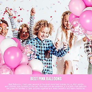 OWill 100pcs Balloons Pink White and Confetti 12 Inches Pink Latex Balloons, Pink Confetti Balloons for Birthday Baby Shower Wedding Party Supplies Arch Garland Decoration