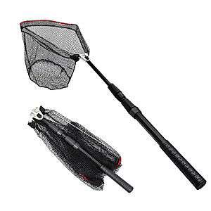 SAN LIKE Fishing Net Fish Landing Nets Ice Fishing Collapsible Telescopic Sturdy Pole Handle for Saltwater Freshwater Extending to 36/43/71/98inches (49inch-Black)
