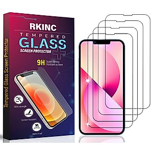 RKINC Screen Protector [4-Pack] for iPhone 14 Plus/iPhone 13 Pro Max 6.7-Inch, Tempered Glass Film Screen Protector, 0.33mm [LifetimeWarranty][Anti-Scratch][Anti-Shatter][Bubble-Free]