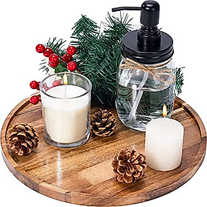 Decorative Round Beautiful Tray for Décor Kitchen Dining Room -Acacia Wood The Perfect Small Candle Tray for Coffee Table and Home Decor