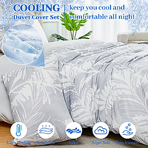 YIYEA Cooling Duvet Cover for Hot Sleepers & Night Sweats - Double Sided Arc-Chill Q-Max>0.5 Cool Summer Duvet Cover Queen Size - Silky Soft, Thin, Breathable, and Quickly Cool Down - 3PC
