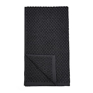 Amazon Basics 100% Cotton, Soft & Absorbent, Popcorn Texture Terry Kitchen Dish Towels, 28"L x 16"W, Black, Pack of 8