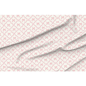 Spoonflower Fabric - Pink Bow Ribbon Trellis Pastel Baby Grandmillennial Chinoiserie Printed on Petal Signature Cotton Fabric by The Yard - Sewing Quilting Apparel Crafts Decor