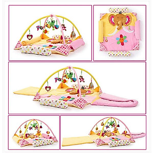 KUANDARM Elephants Pattern Baby Gym Activity Play Mat Fitness Frame with Pendant Toys Infants Activity Centre Newborn Gift, Pink