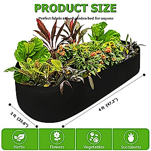 ikanboo Fabric Raised Garden Bed, Raised Planters for Outdoor Plants, Rectangle Garden Grow Bag for Herb Flower and Vegetables, 2 ft X 4 ft