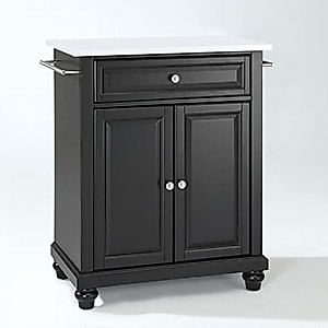 HomeStock French Fabulous Stone Top Portable Kitchen Island/Cart Black/White