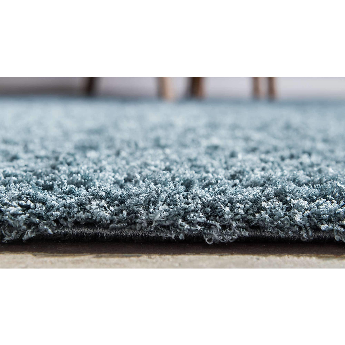 Unique Loom Studio Solid Shag Collection Urban Modern Super Soft & Plush Area Rug, 5 ft x 8 ft, Slate Blue