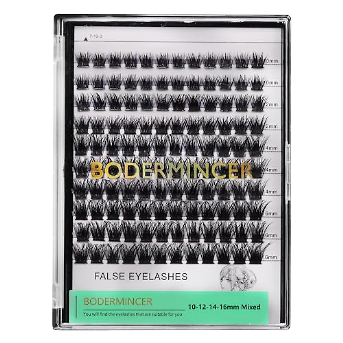 Bodermincer 120 Clusters 8-10-12-14mm Mixed/10-12-14-16mm Mixed Wide Cluster False Eyelash Individual Cluster EyeLashes Grafting Fake False Eyelashes Eyelash Extension (Black 8-10-12-14mm Mixed)