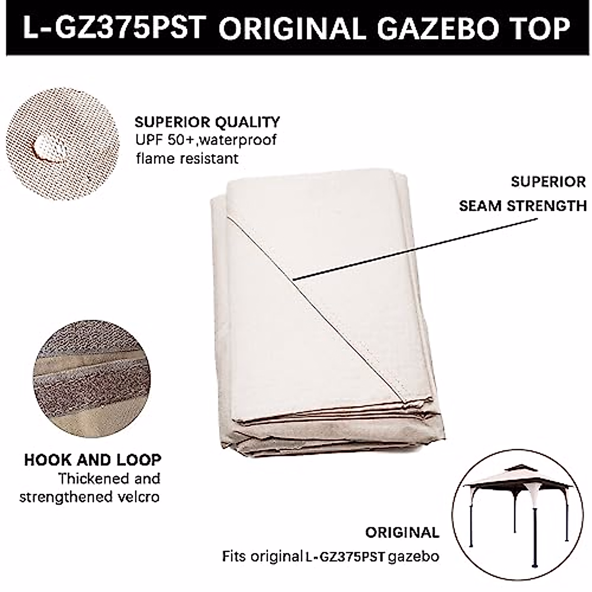 SCOCANOPY Replacement Canopy Top for 8' x 8' Gazebo #L-GZ375PST, L-GZ375PST-3