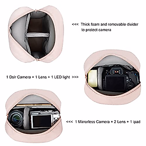 TULLIO Camera Bag Small for Photographer Canvas Camera Sling Bag Waterproof Dslr Camera Case Pink for Women Lightweight Compatible with Nikon Sony