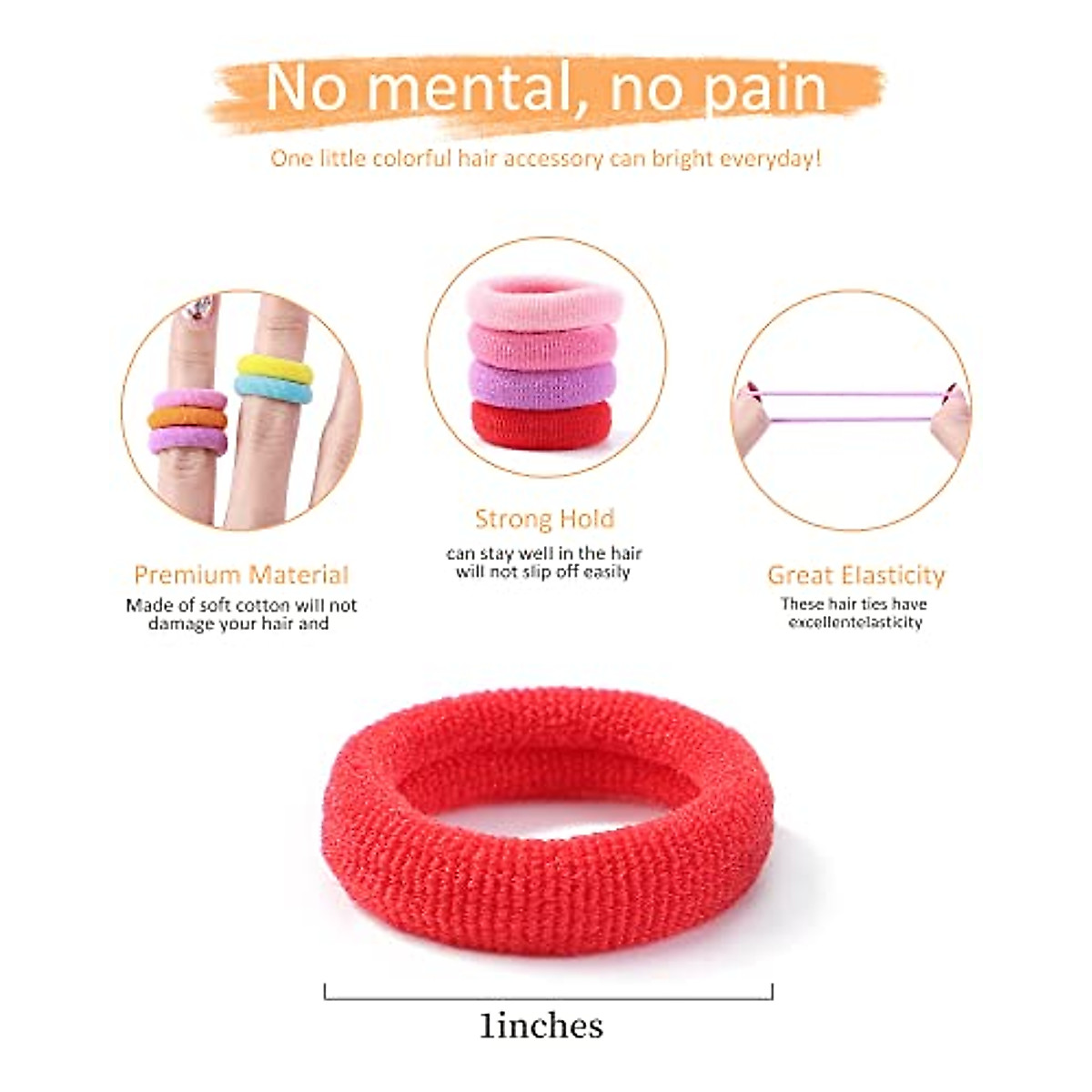 Jollybows 300pcs Baby Hair Ties Girls Elastic Hair Accessories Small Nylon Hair Bands for Toddler Infant Ponytail Holders 1" 30 Colors Mini Kids Hairband