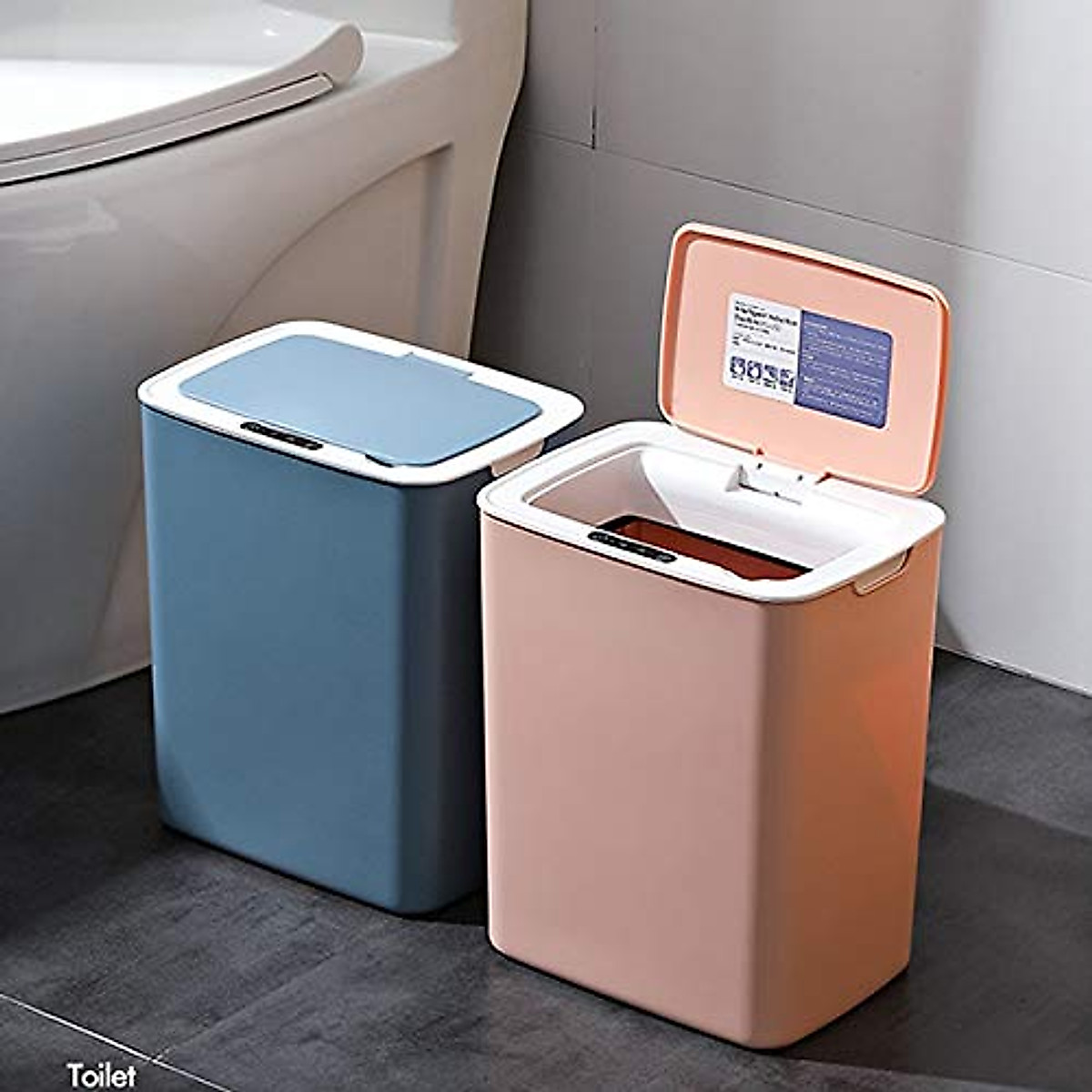 Garbage Can Waste bin Sensor Electronic USB Trash can Automatic Trash cans 14L Smart Induction Sensor Automatic Intelligent Waste Bins (Blue, USB Charger)
