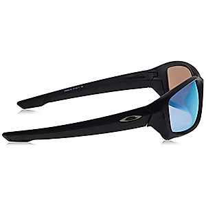 Oakley Men's OO9331 Straightlink Rectangular Sunglasses, Matte Black/Prizm Deep Water Polarized, 61 mm