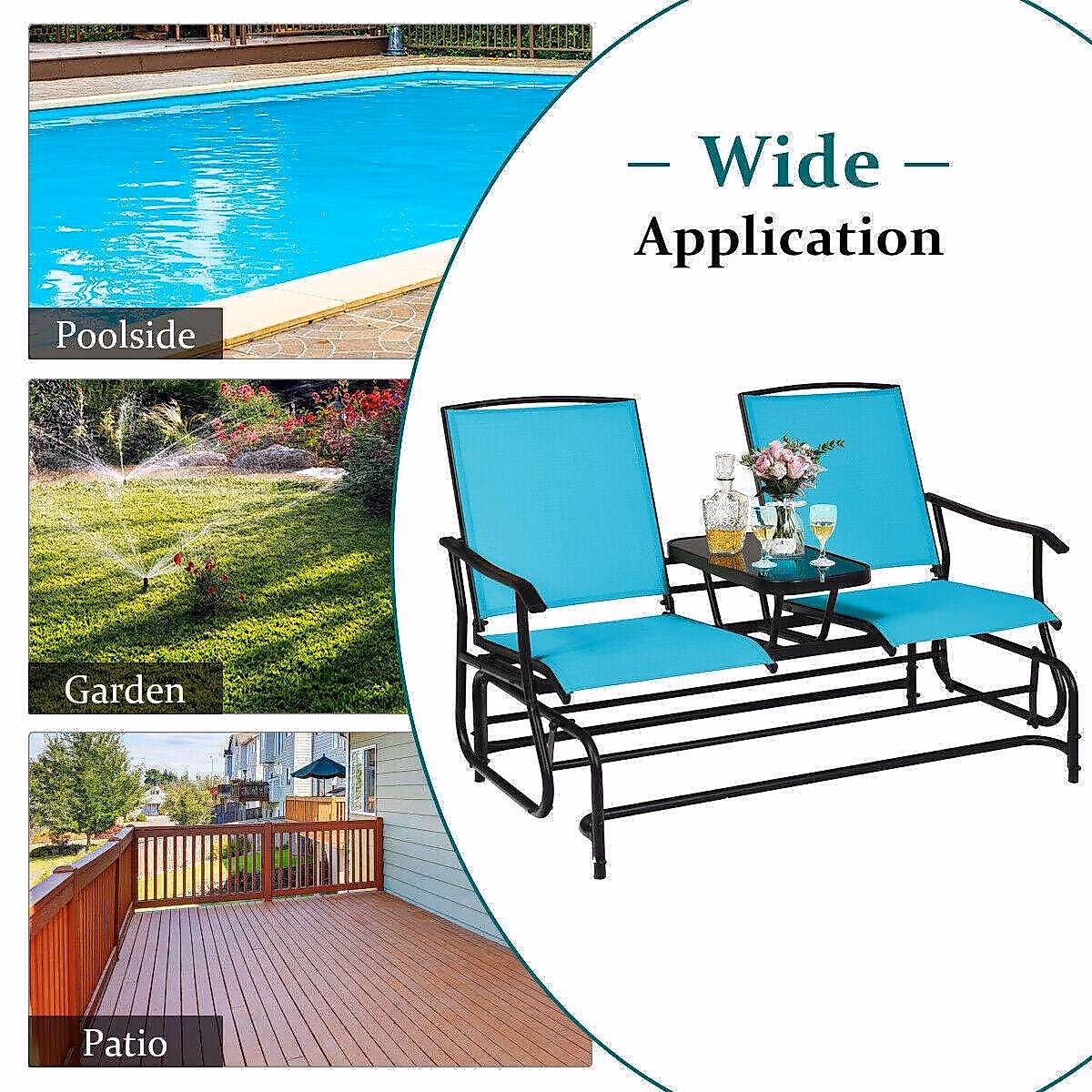 UYSB 2 Person Outdoor Patio Double Chair Rocking Turquoise Chair Rocking Chair Rocker Chair Rocker Camp Chair Rocker Recliner Rocking Camp Chair Rocking Chairs Outdoor Rocking Chair