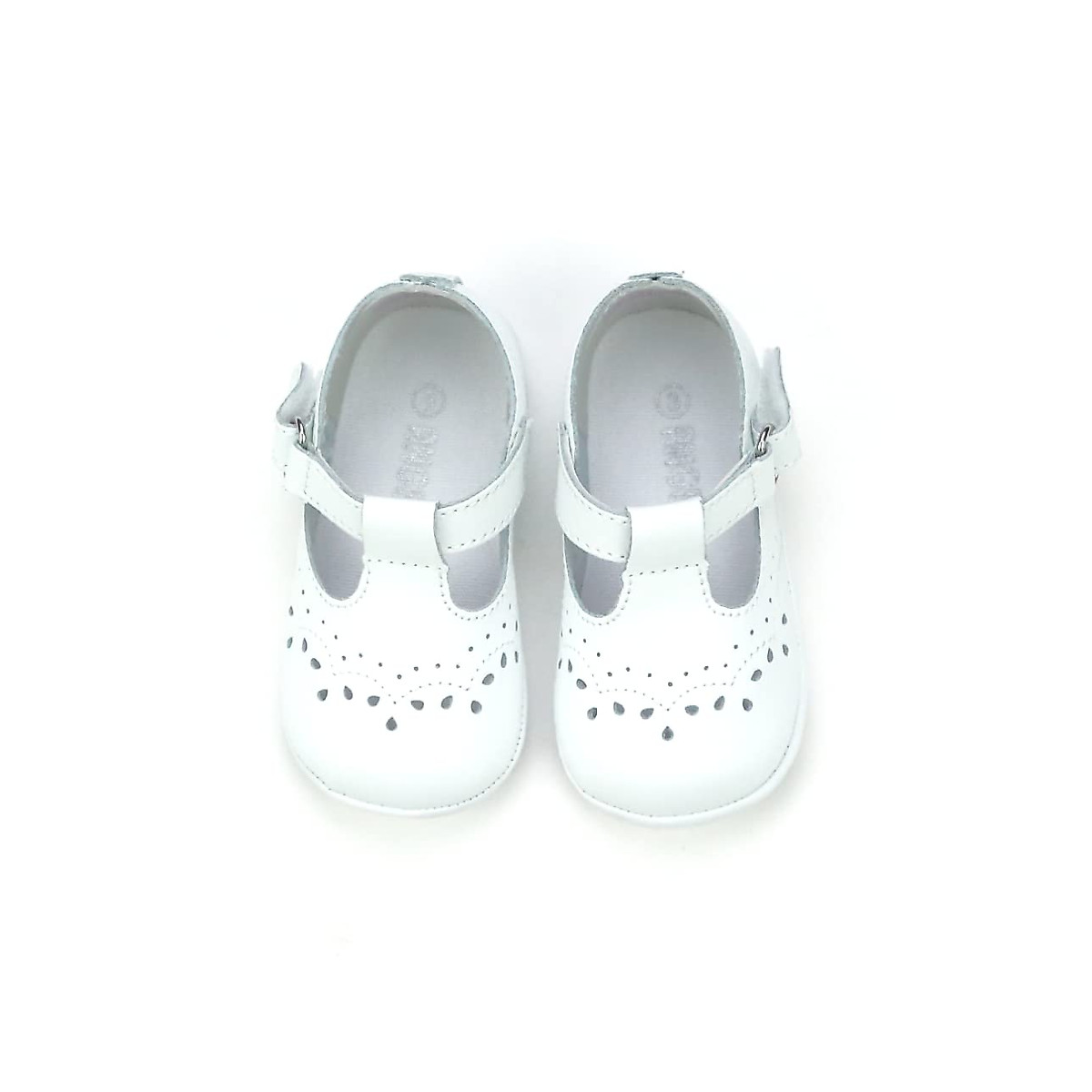 Birdie Leather T-Strap Stitched Mary Jane | Baby Shoes (White, Numeric_3)