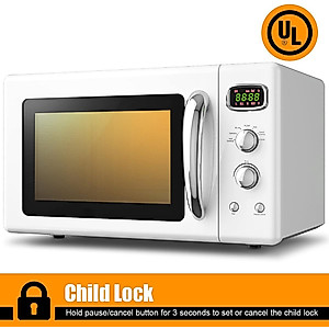 MAT EXPERT 0.9 Cu.ft Compact Microwave Oven, Digital Timing & 5 Micro Power, 25L Small Microwave w/Glass Turntable & 6 Preset Buttons, Delayed Start Function, 900W Mini Microwave w/Child Lock (White)