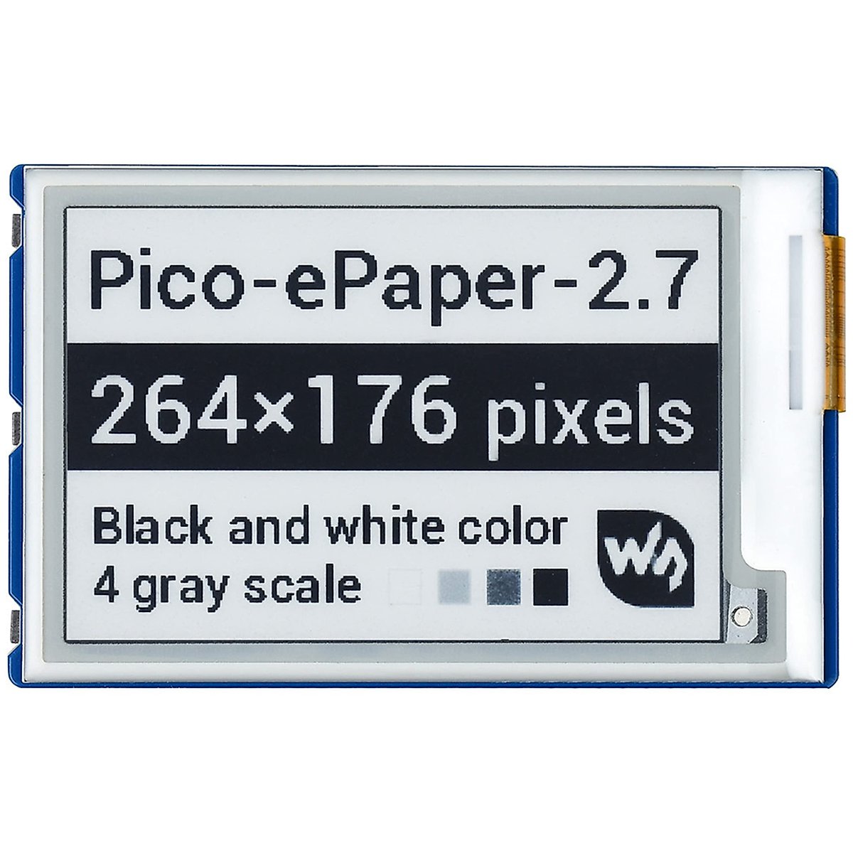 Waveshare 2.7inch E-Paper Display Module for Raspberry Pi Pico, 264×176 Resolution Black/White Two-Color E-Ink Screen, SPI Interface 4 Grayscale，with Three User Buttons for Easy Interacting