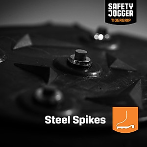 Steel Spike Traction Cleats Rubber Anti-Slip Overshoe for Safety on Snow and Ice Anti-Skid Ice Grips for Shoes and Boots, Slip-on Stretchable Crampons, for Hiking, Mountaineering or Fishing