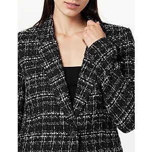 The Drop Women's Blake Long Blazer, Black Boucle, Small
