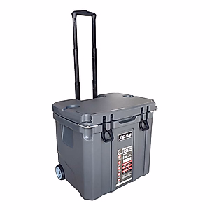 XtremepowerUS Portable 37 Quart Insulated Ice Chest Cooler Roto-Molded Bottle Opener Adjustable Telescoping Handles with Tote Cooler, Grey