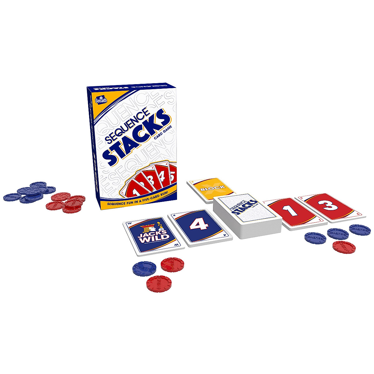 Goliath Sequence Stacks Card Game - Sequence Fun in a Five-Card Run, White