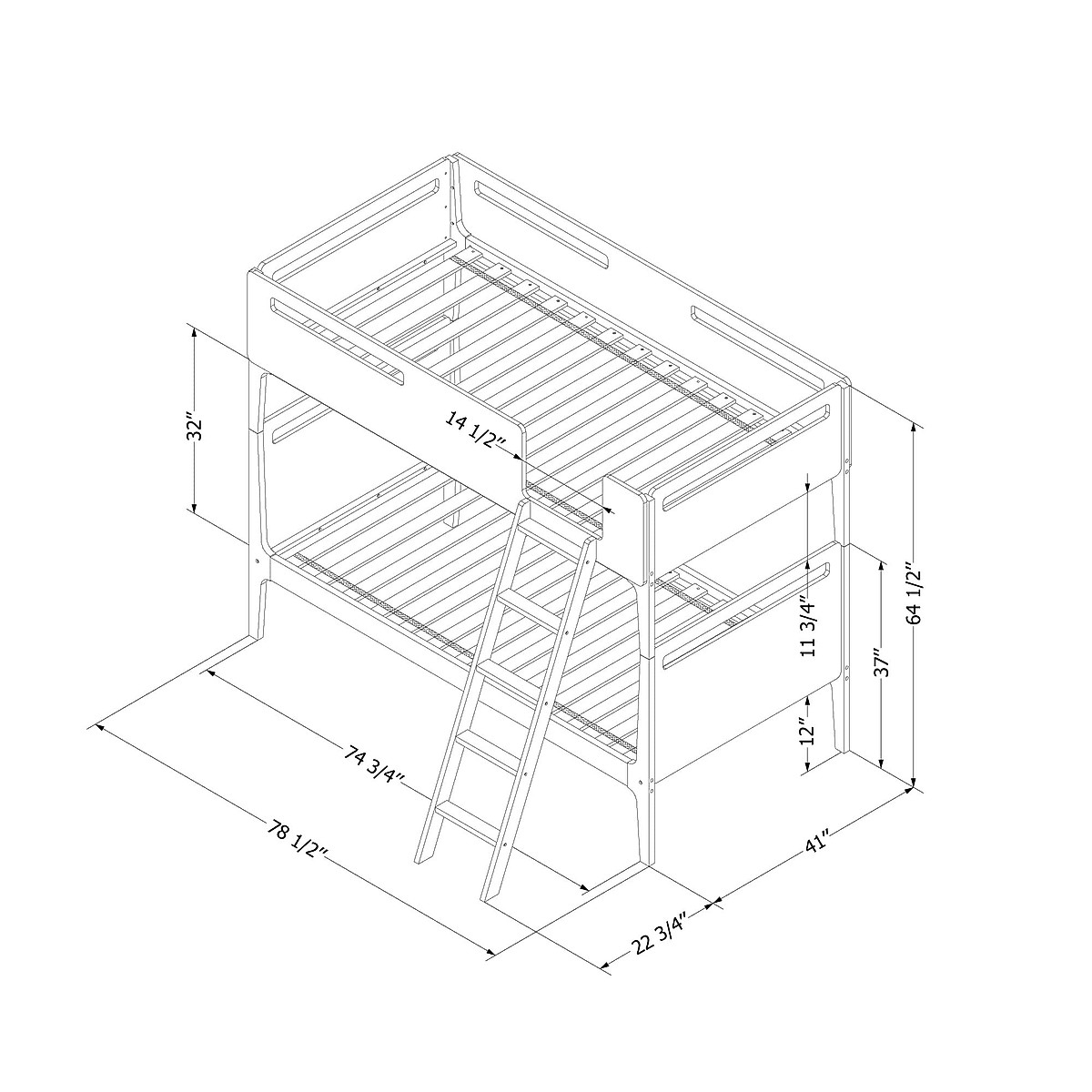 South Shore Bebble Modern Bunk Bed White and Natural Twin