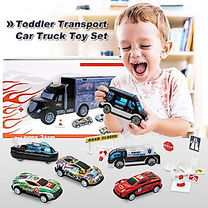 Toddler Toys for 3-4 Year Old Boys,Large Transport Cars Carrier Set Truck Toys with 12 Die cast Vehicles Truck Toys Cars,Ideal Christmas Easter Gifts Toys for Kids Age 3-7