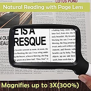 Magnifying Glass with Light, Folding Handheld 3X Large Rectangle Lighted Magnifier with Dimmable LED for Macular Degeneration Seniors Reading Newspaper, Books, Lighted Gift for Low Visions
