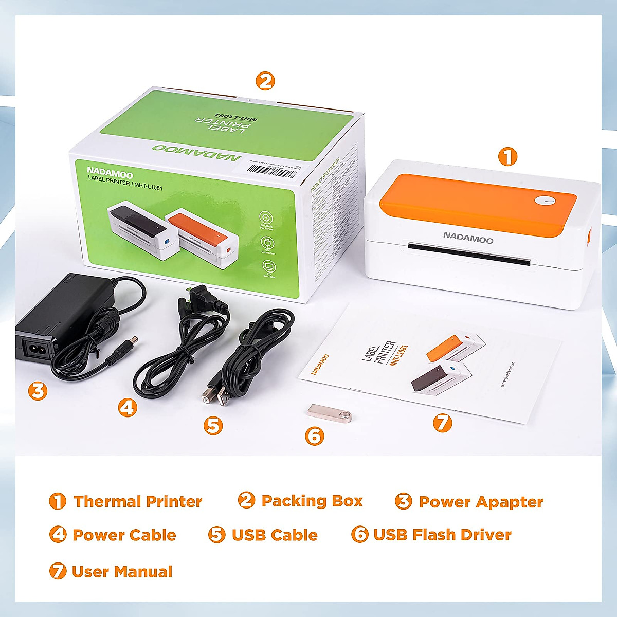 NADAMOO Thermal Label Printer, 4x6 Thermal Shipping Label Printer, High Speed Commercial Direct Thermal Label Maker, Support Windows Mac, Compatible with Shopify, Ebay, Amazon, USPS, UPS，FedEx