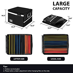Addoklm File Box Fireproof Document Box with Lock,Document Storage Organizer Box,Collapsible File Cabinet with Metal Handle for Letter and Legal Size,Folders/Certificates/Books(Black)
