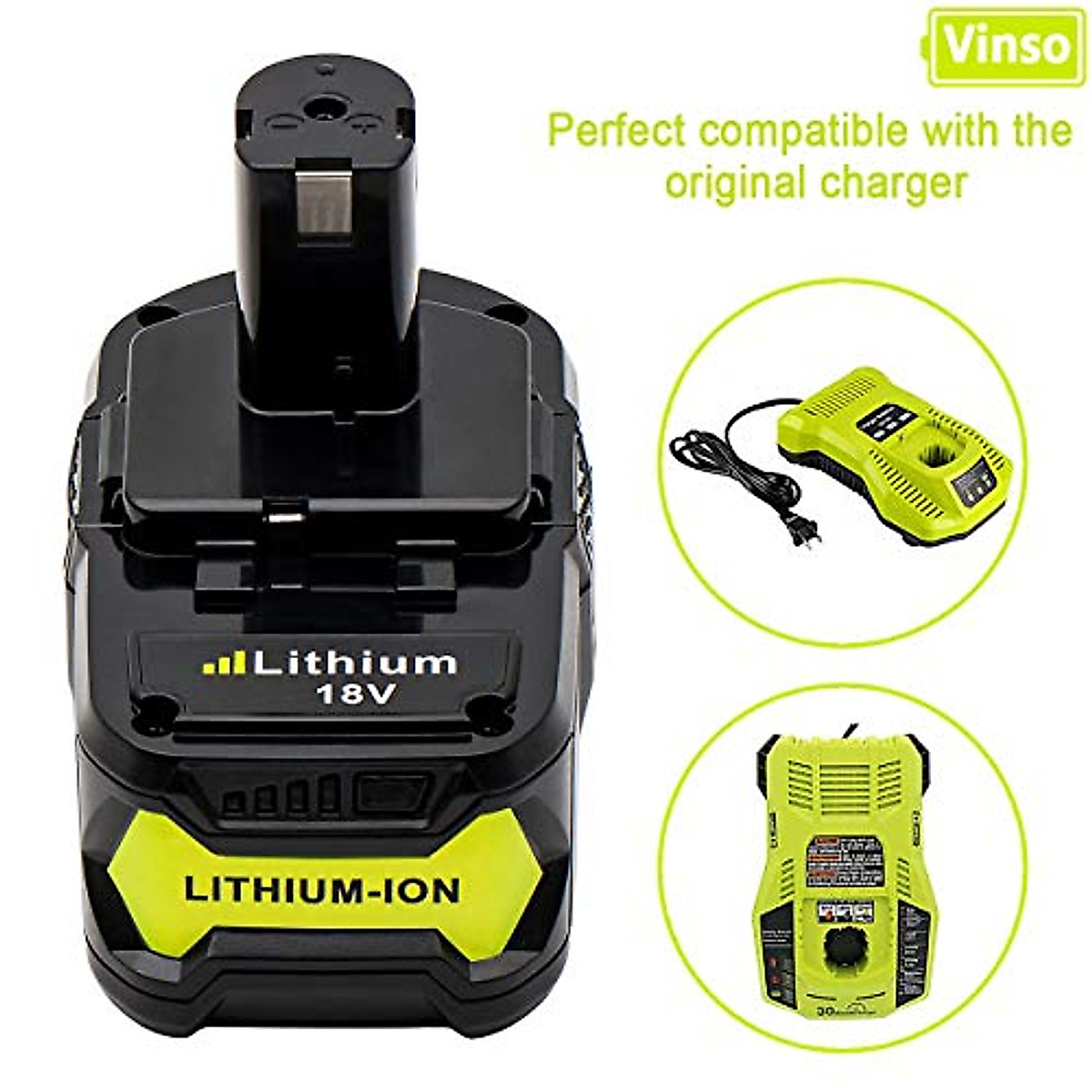 KINGTIANLE 2packs 6.0Ah 18V Replacement Battery for Ryobi 18V Lithium Battery P102 P103 P105 P107 P108 P109 Ryobi ONE+ Cordless Tool Battery