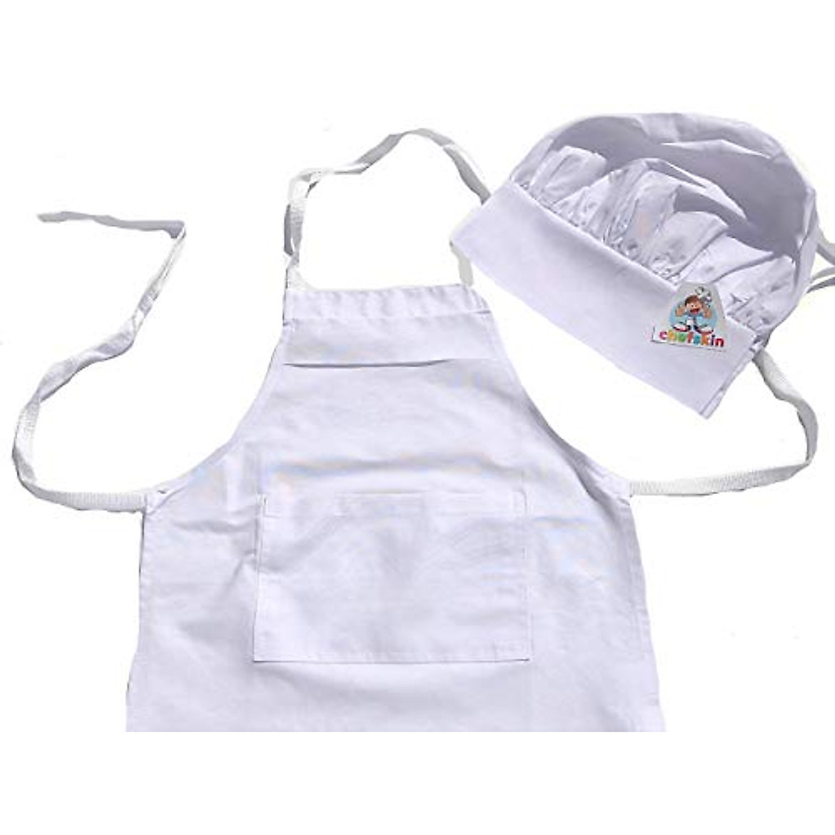 Children Chef Set Apron Hat Small (Small (Fits 2-7 Year Olds)) White