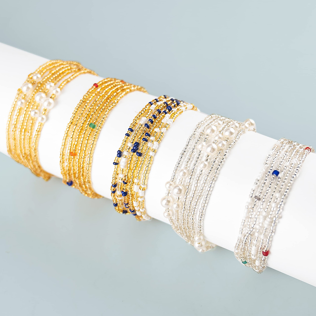 Waist Beads Body Jewelry, Colorful Belly Beads, Bead Jewelry, Belly Chains, Waist Chain (2 Pieces Set)