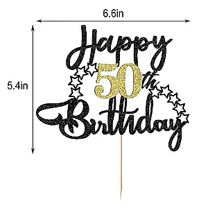 1 PCS Happy 50th Birthday Cake Topper,Happy 50 Birthday Cake Decoration for Happy 50th Birthday Cheers to 50 Party Decorations 50 Anniversary Birthday Cake Decorations Supplies（Star River series）