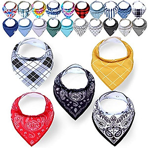 YMCF Baby Bandana Drool Bibs - 5 Pack 100% Cotton Absorbent Baby Bibs (Plaid)